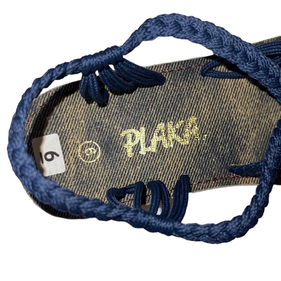 Plaka | Shoes | Nwt Plaka Palm Leaf Flat Sandals Blue | Poshmark